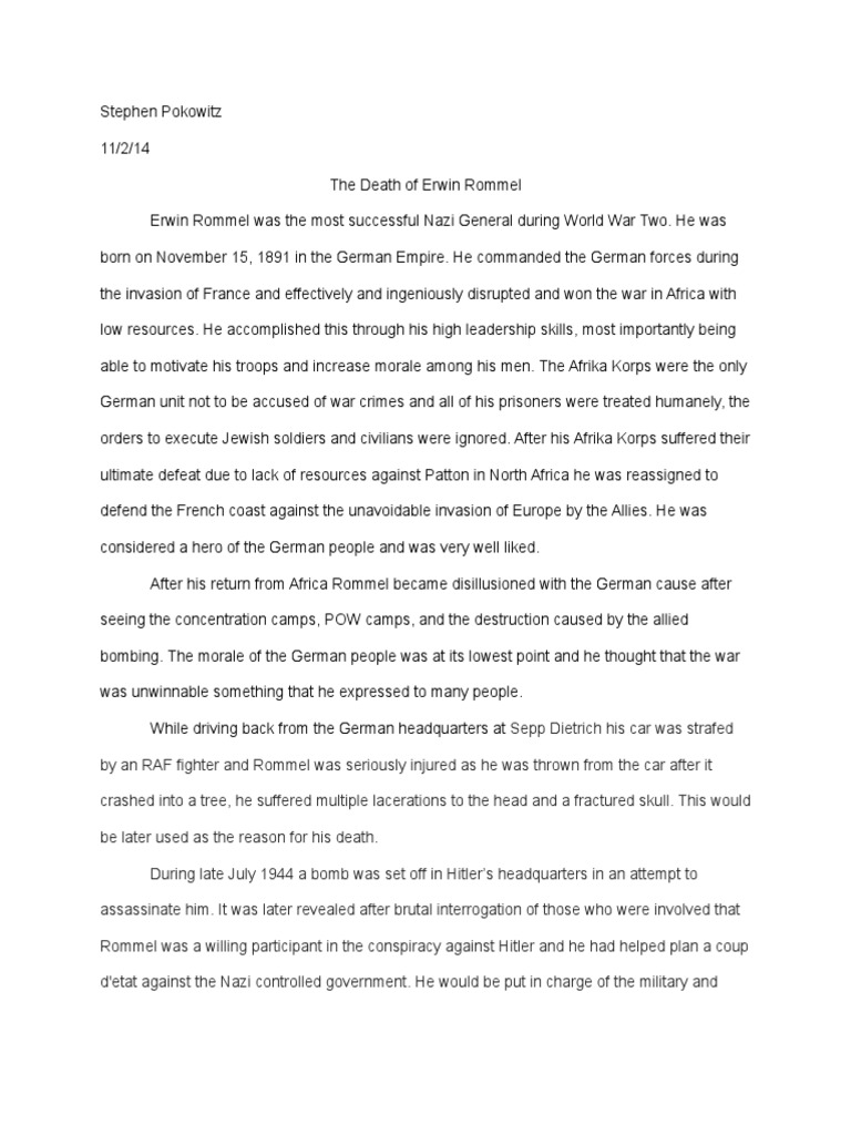 The Death of Erwin Rommel | PDF