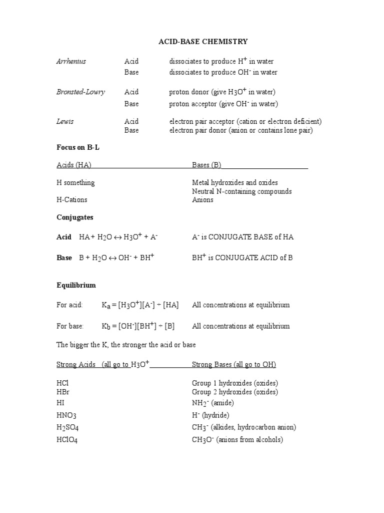 Acid Base Notes | PDF | Acid | Ph