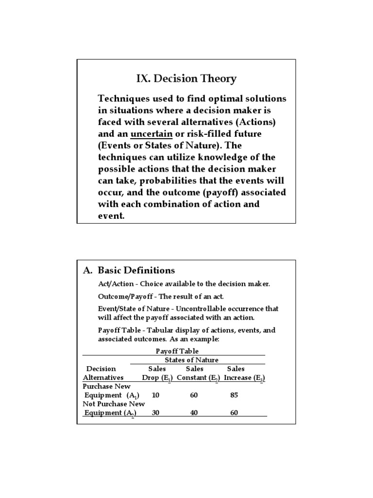 Decision Theory | PDF | Economic Theories | Economics Of Uncertainty