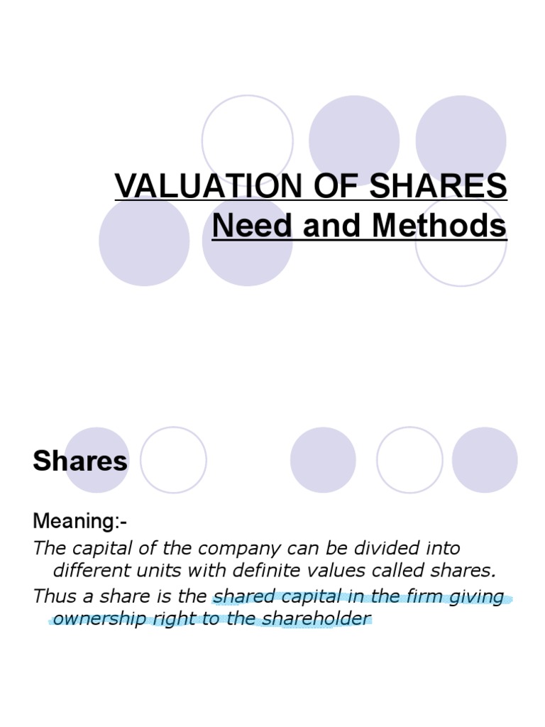 Valuation of Shares Need and Methods | PDF | Stocks | Dividend