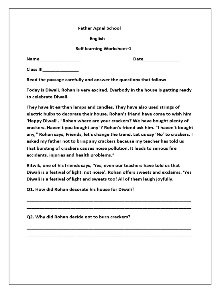 Winter Holiday Homework Class 3 Practice Worksheet PDF | PDF | Verb ...