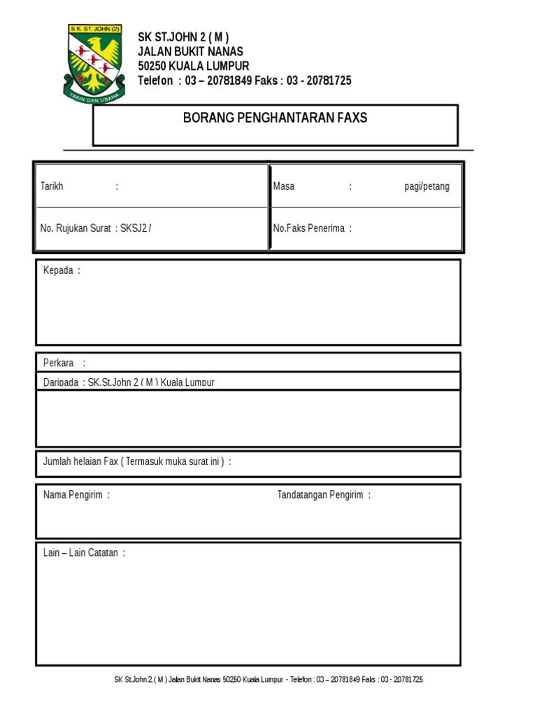 Format Borang Penghantaran Faks | PDF