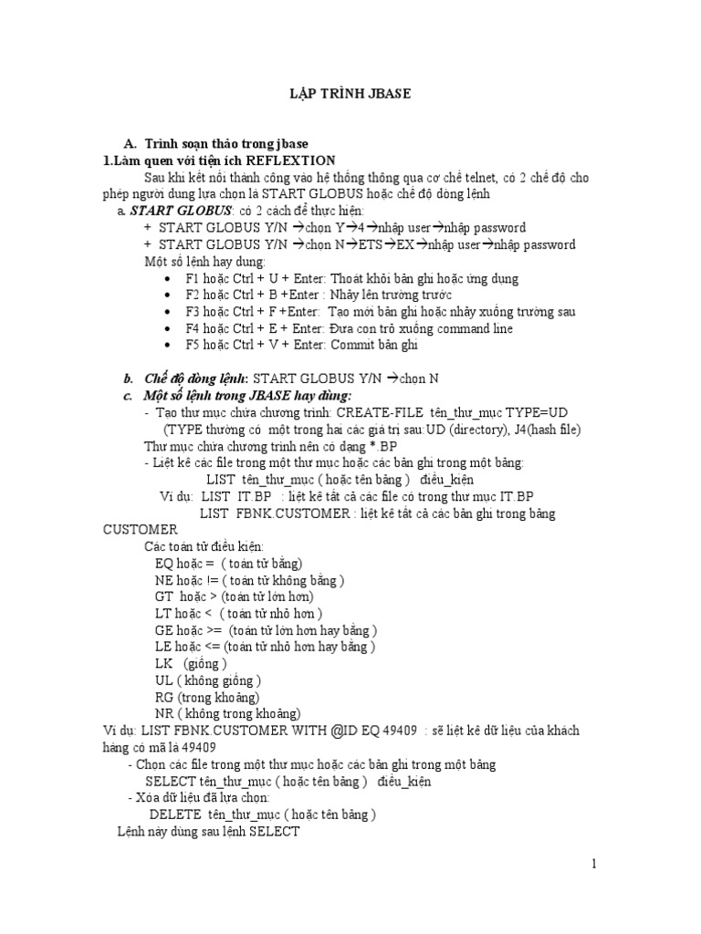 Jbase Va Lap Trinh Inforbasic | PDF
