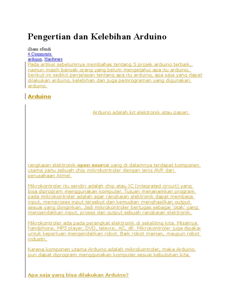 Pengertian Dan Kelebihan Arduino | PDF