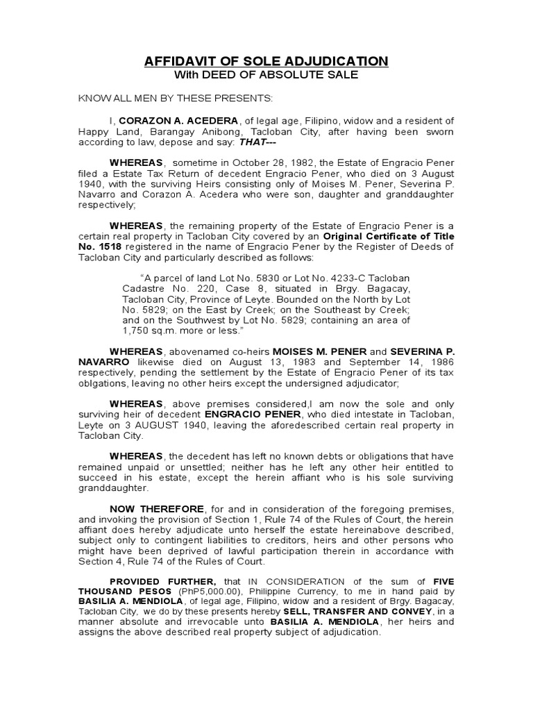 ADJUD Acedera | PDF | Land Lot | Common Law