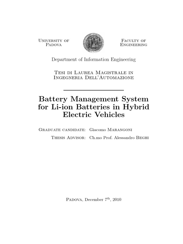 Battery Management System For Li-Ion Batteries in Hybrid Electric ...