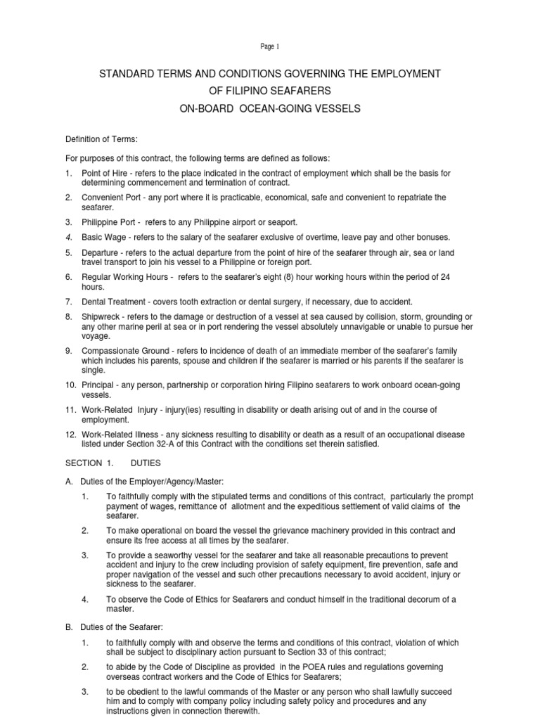 Standard Terms and Conditions Governing The Employment of Filipino ...