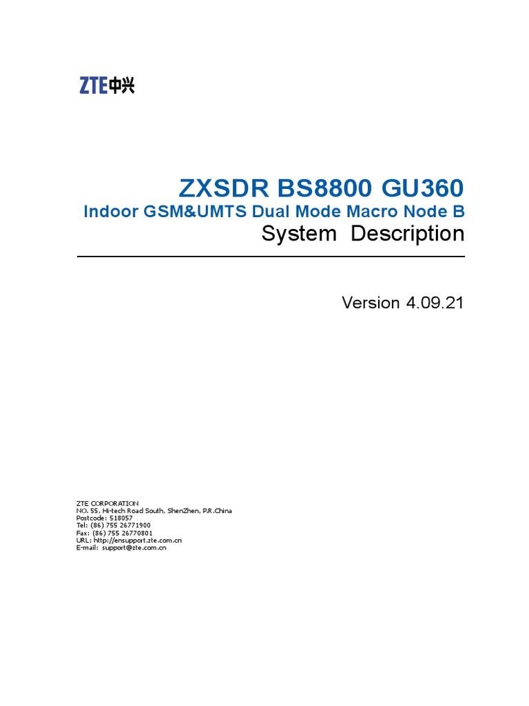 NodeB ZTE System Description PDF | PDF