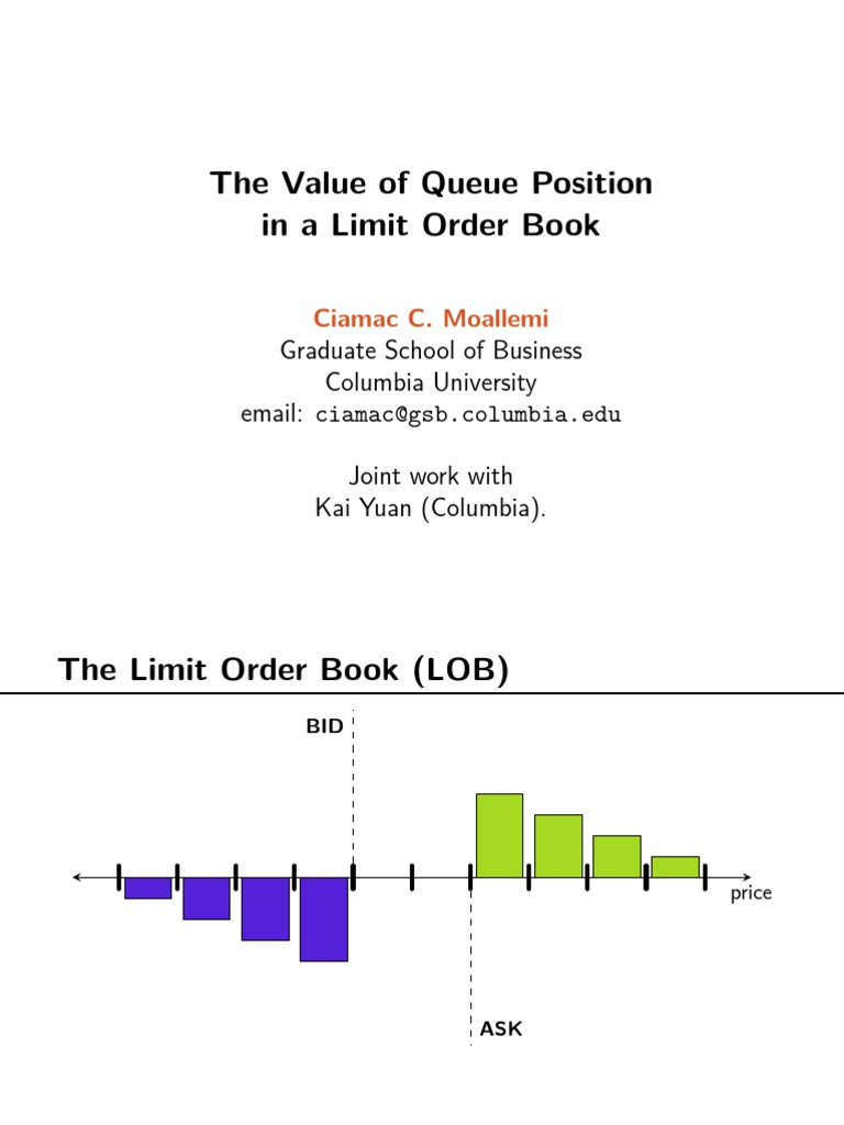 The Value of Queue Position in A Limit Order Book | PDF | Order ...