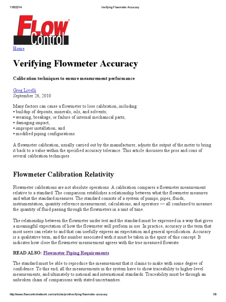 Flowmeter Calibration Techniques | PDF | Flow Measurement | Calibration