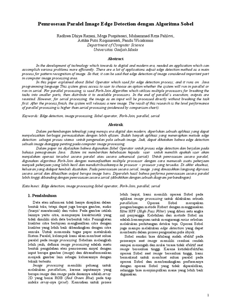Pemrosesan Paralel Image Edge Detection Dengan Algoritma Sobel Pdf