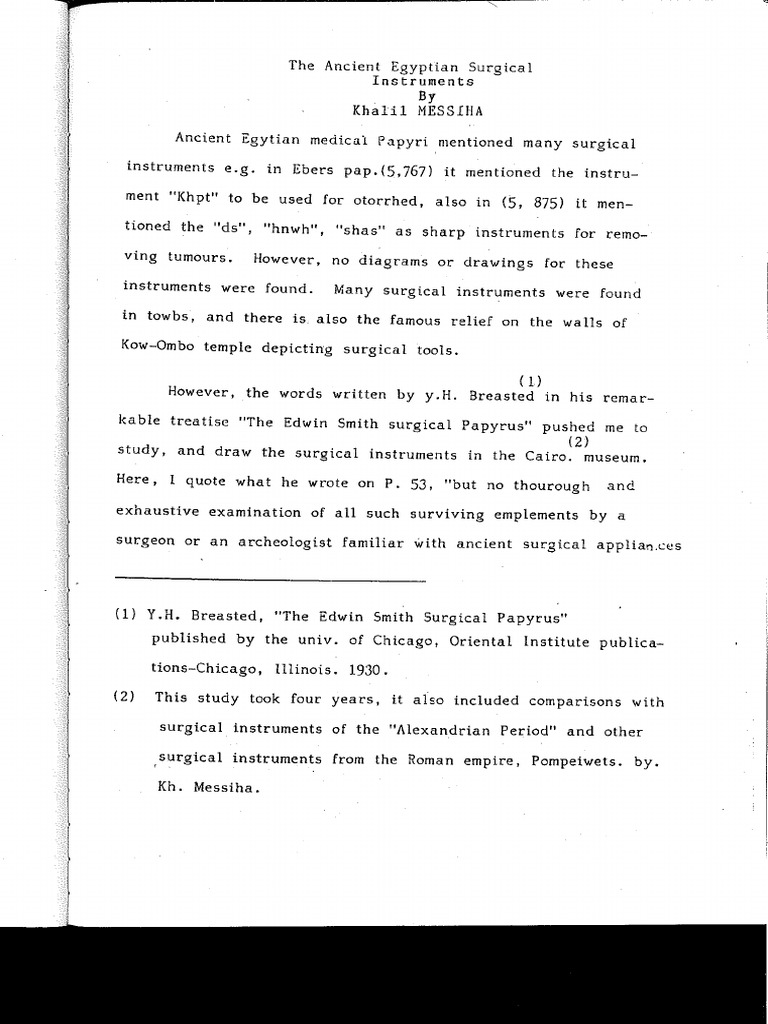 Messiha - Ancient Egyptian Surgical Instruments | PDF