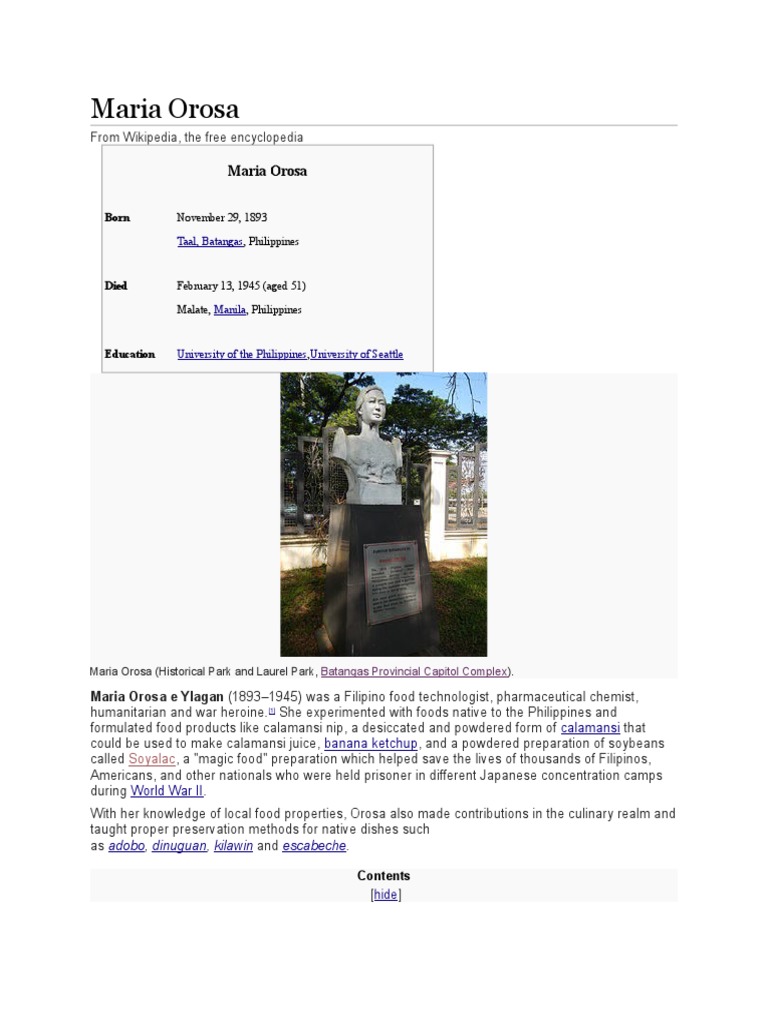 Maria Orosa | PDF | Cuisine | Food And Drink