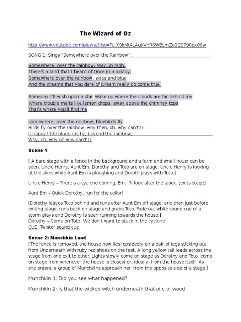 The Wizard of Oz Skit | PDF
