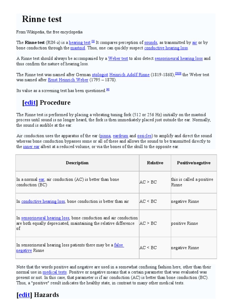 Rinne-weber | Nervous System | Neurology