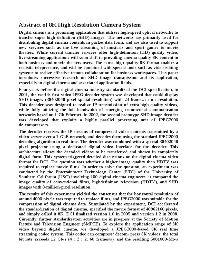 Advancements in 8K Camera Systems | PDF | Image Resolution | Video