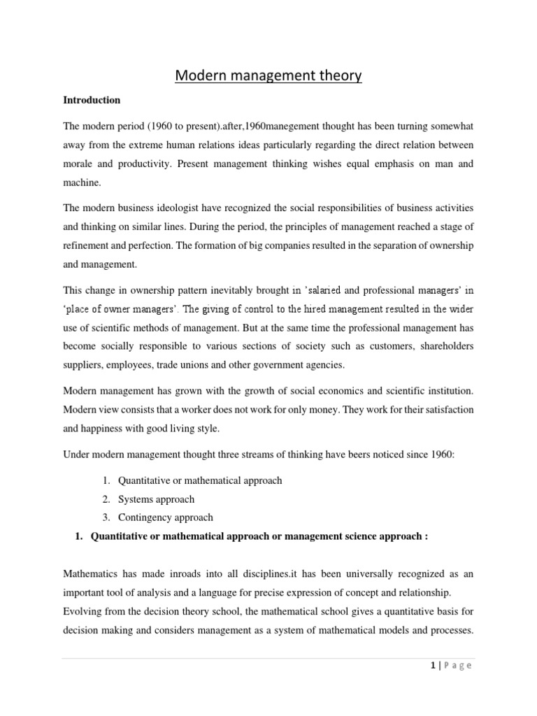 Modern Management Theory | PDF | System | Systems Thinking