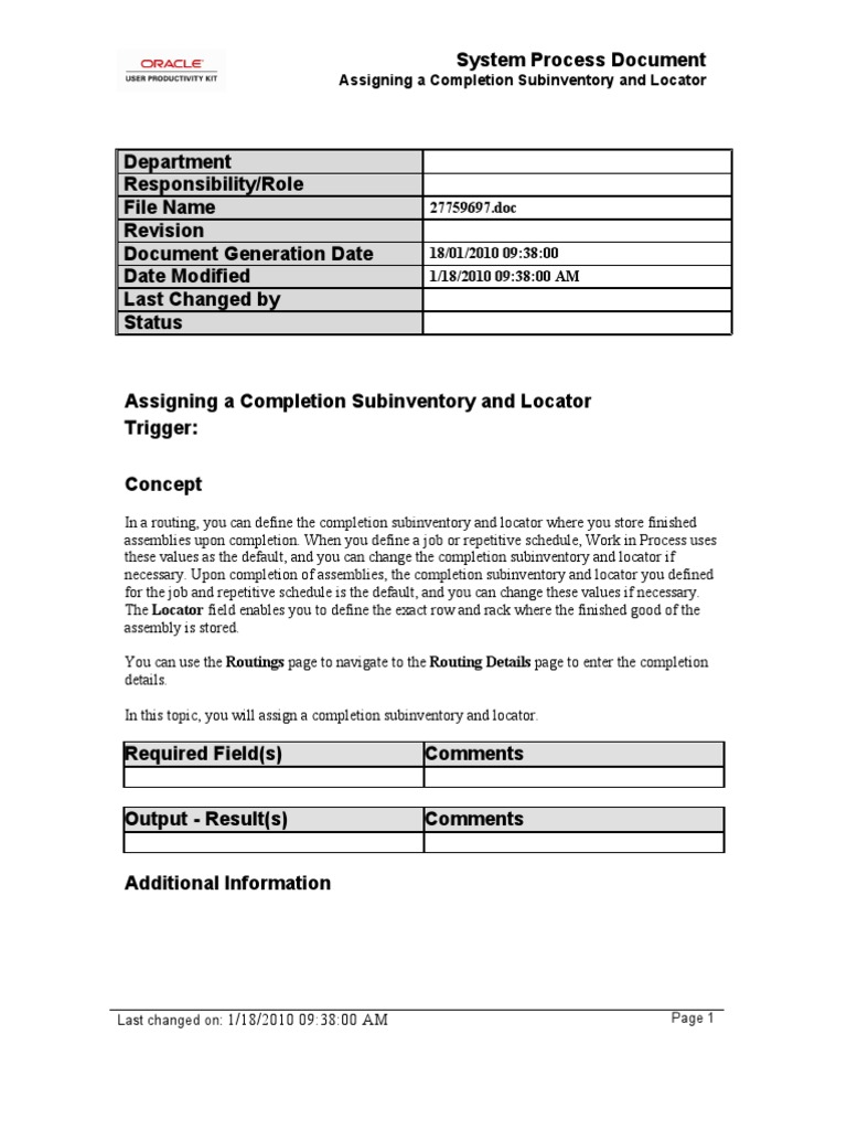 Assigning A Completion Sub Inventory and Locator - SPD | PDF | Software ...