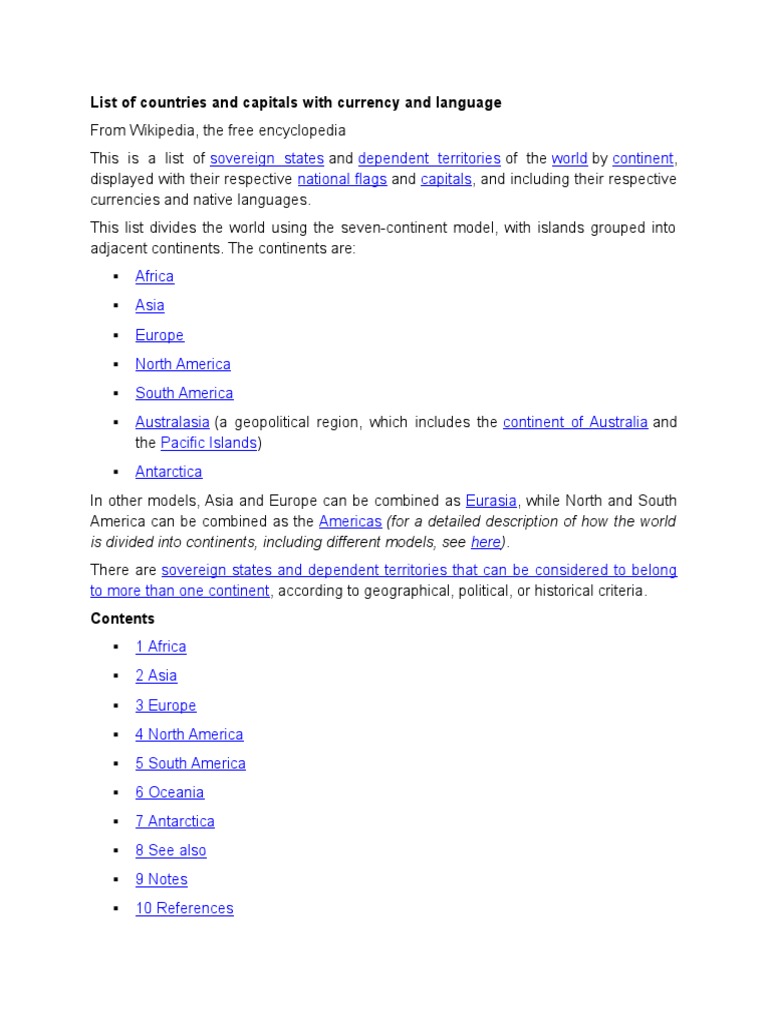 North American Countries And Capitals List