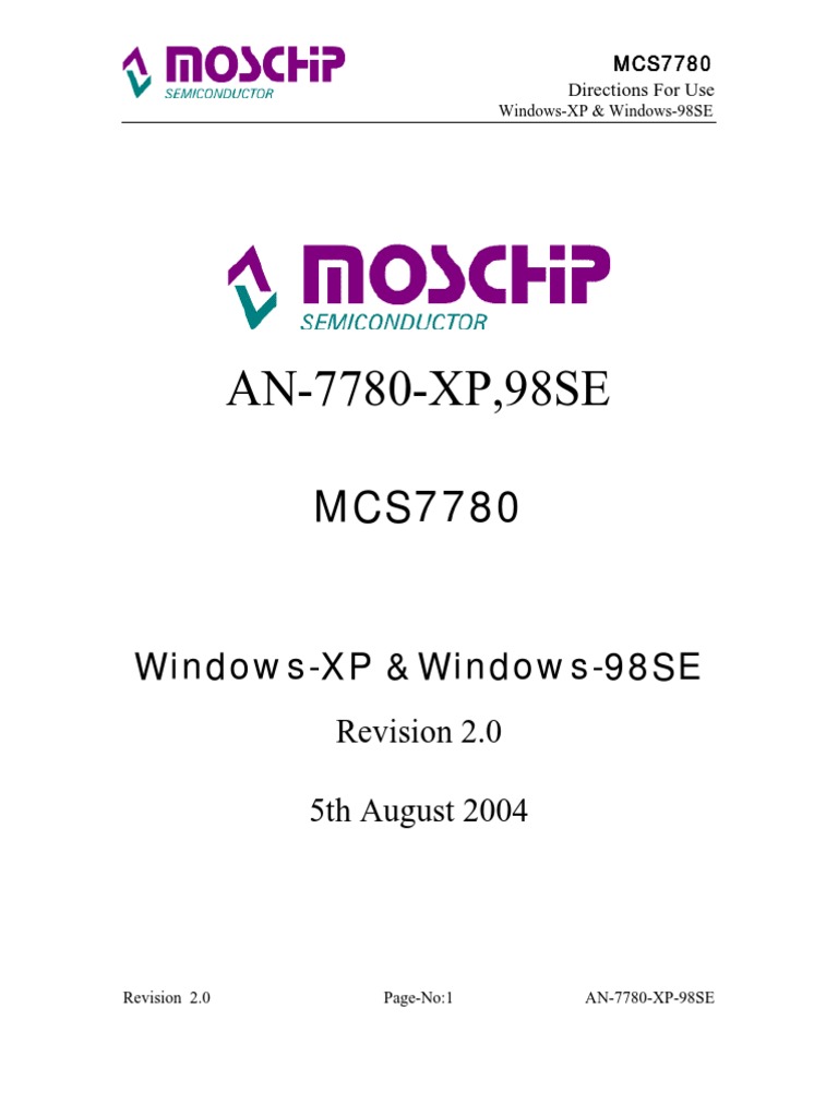 Mcs7780 Ins Is | PDF | Installation (Computer Programs) | Device Driver