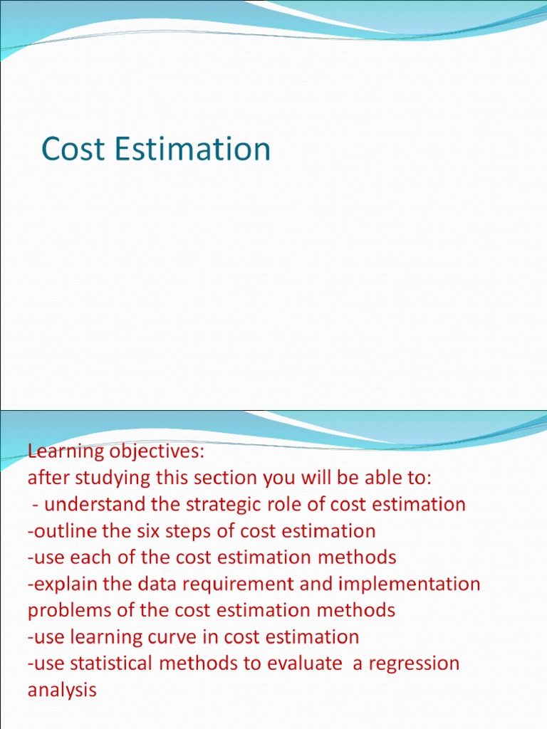 Cost Estimation Ppt | Regression Analysis | Errors And Residuals | Free ...