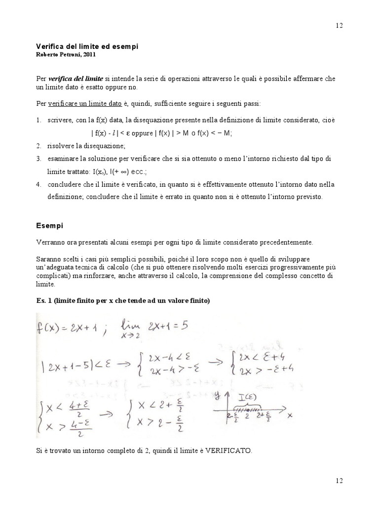 Verifica Del Limite Ed Esempi | PDF