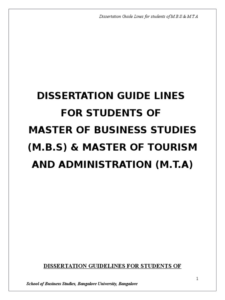 Dissertation Guide Lines For Students of Master of Business Studies (M ...