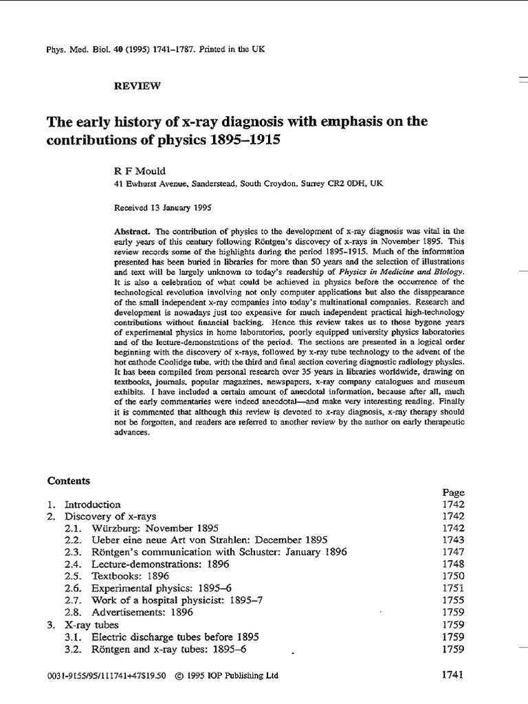 Hall-Edwards: First X-Ray Surgery Date | PDF | Vacuum Tube | X Ray