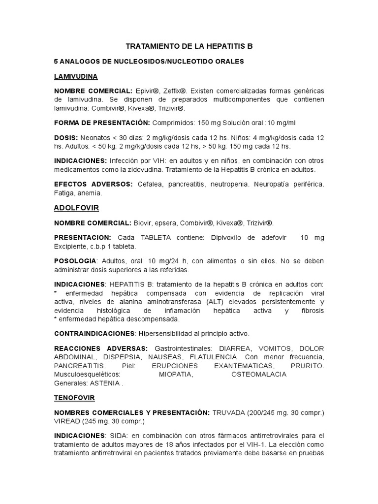 Tratamiento de La Hepatitis B | PDF | Aspirina | Naloxona