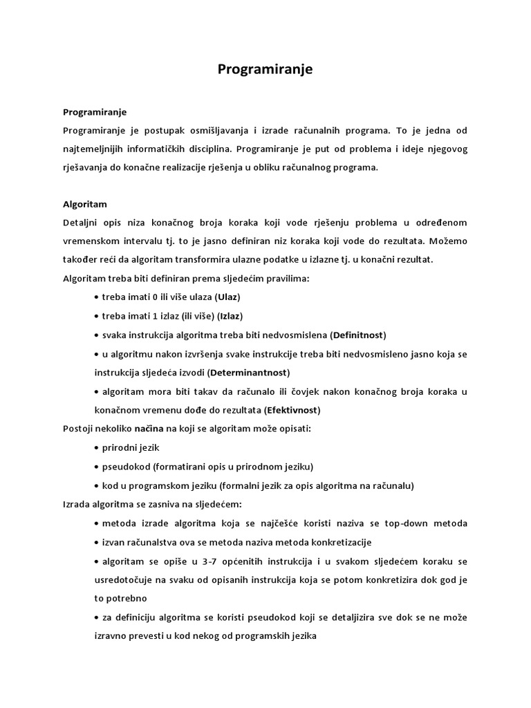 Programiranje (Moja Skripta) | PDF