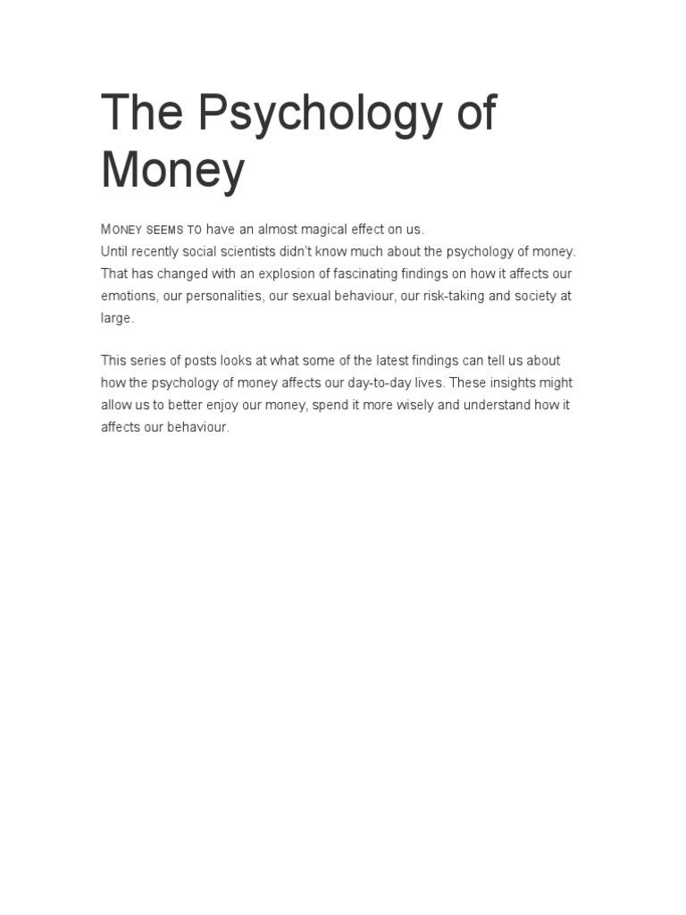 Understanding Money's Psychological Impact | PDF | Career & Growth