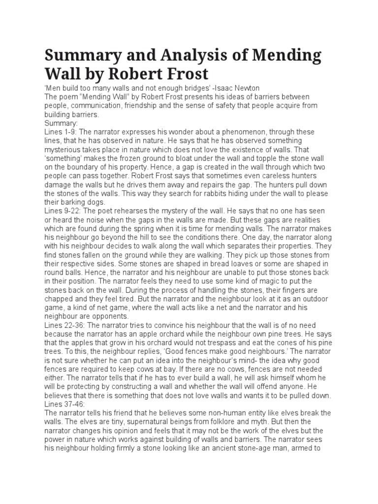 Mending Wall | PDF | Metaphor | Poetry