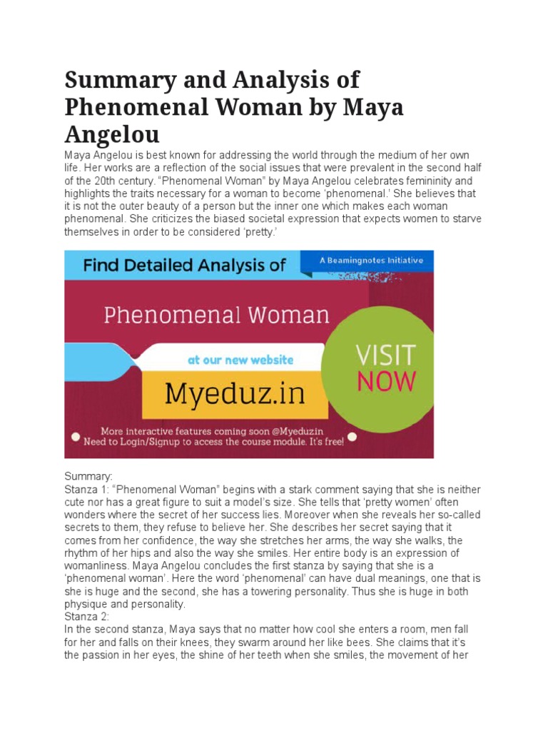 Phenomenal Women | PDF | Physical Attractiveness | Poetry