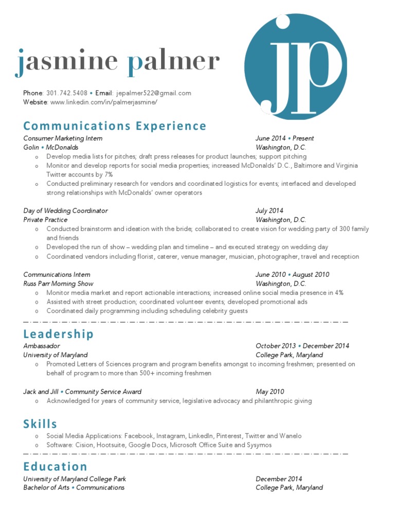 Jasmine Palmer Resume 4 | PDF