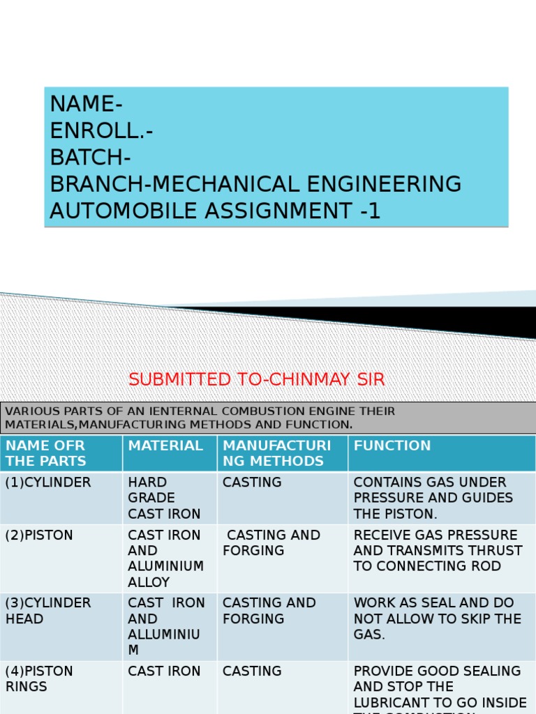 Auto Engineering Parts Guide | PDF