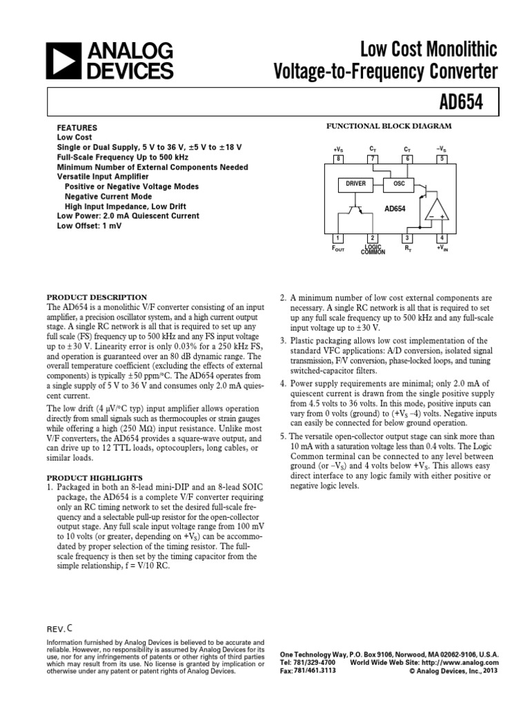 AD654 | PDF | Amplifier | Capacitor