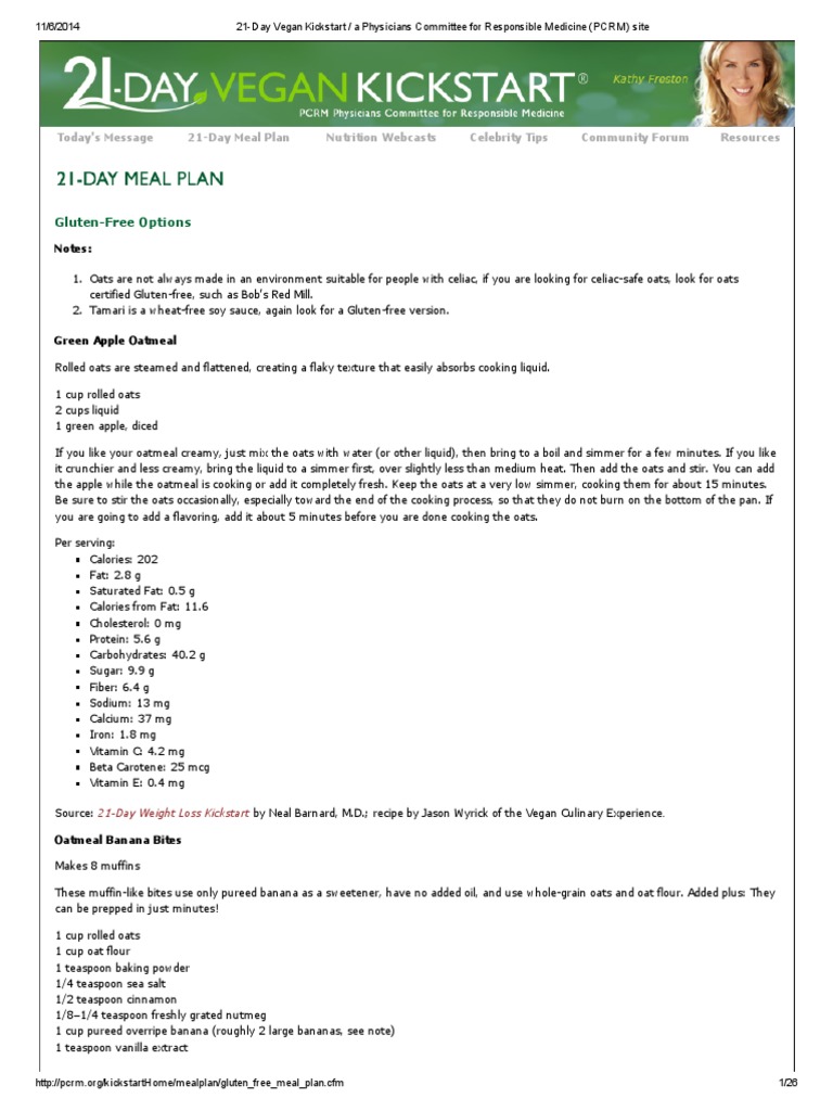 21-Day Vegan Kickstart - A Physicians Committee For Responsible Medicine (PCRM) Site | PDF ...