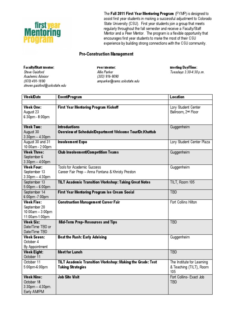 First Year Mentoring Program | PDF
