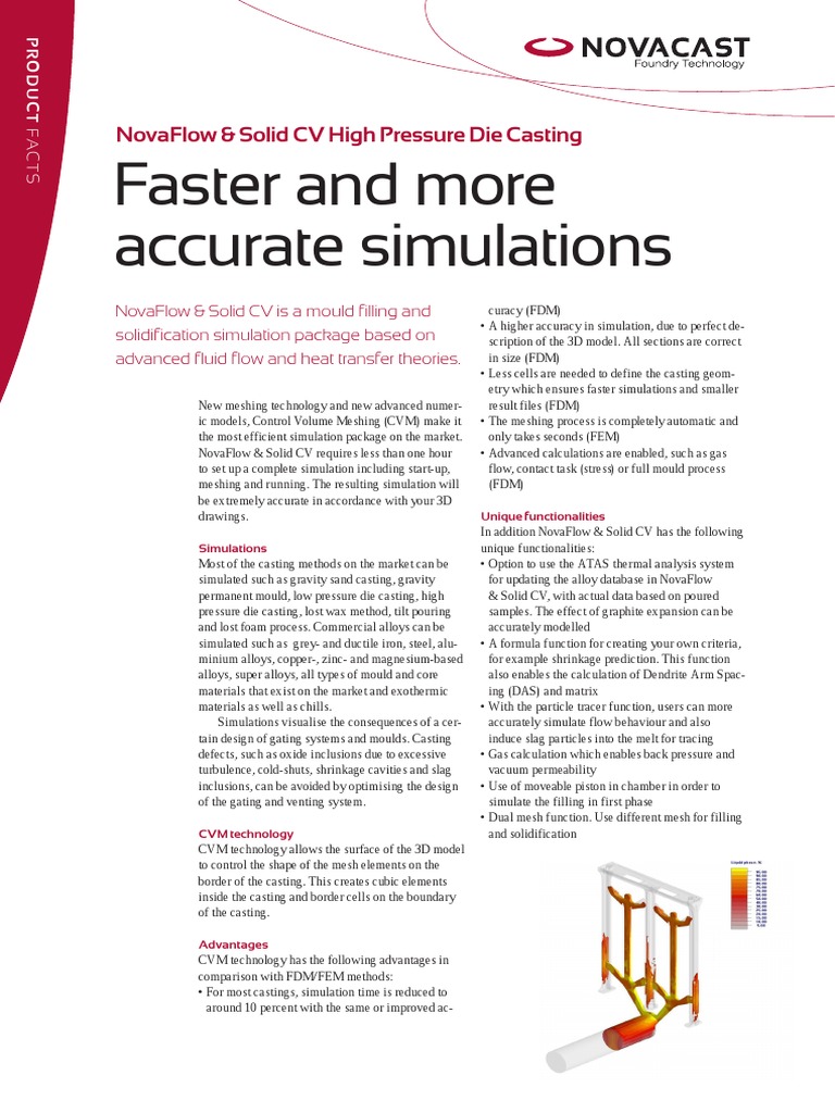 PRODUKTBLAD NovaFlow Solid CV HPDC PDF | PDF | Casting (Metalworking) | Building Engineering