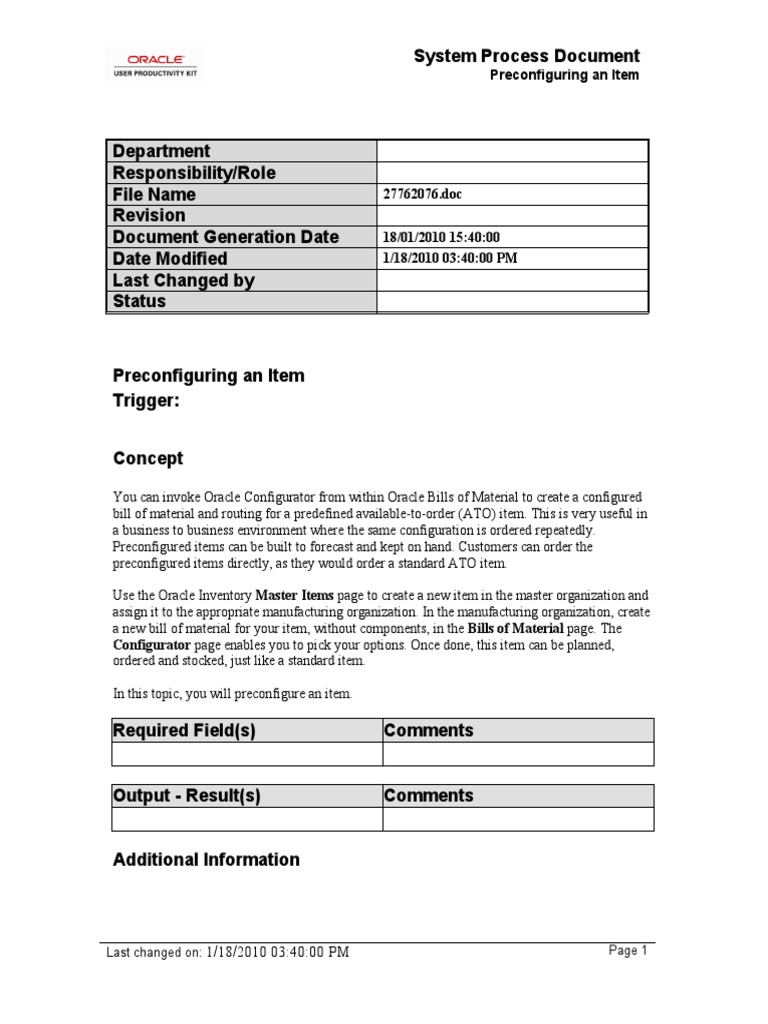 Pre Configuring An Item - SPD | PDF | Document | Software