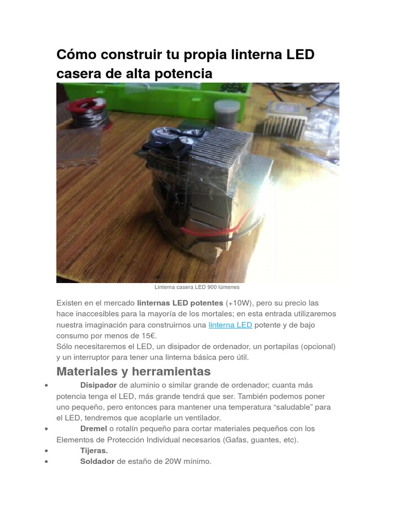Cómo Construir Tu Propia Linterna LED Casera de Alta Potencia | PDF ...