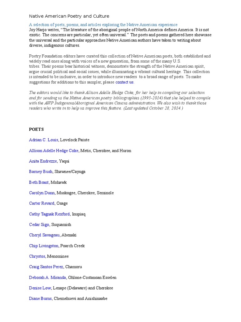 Native American Poetry Collection | PDF | Native Americans In The ...