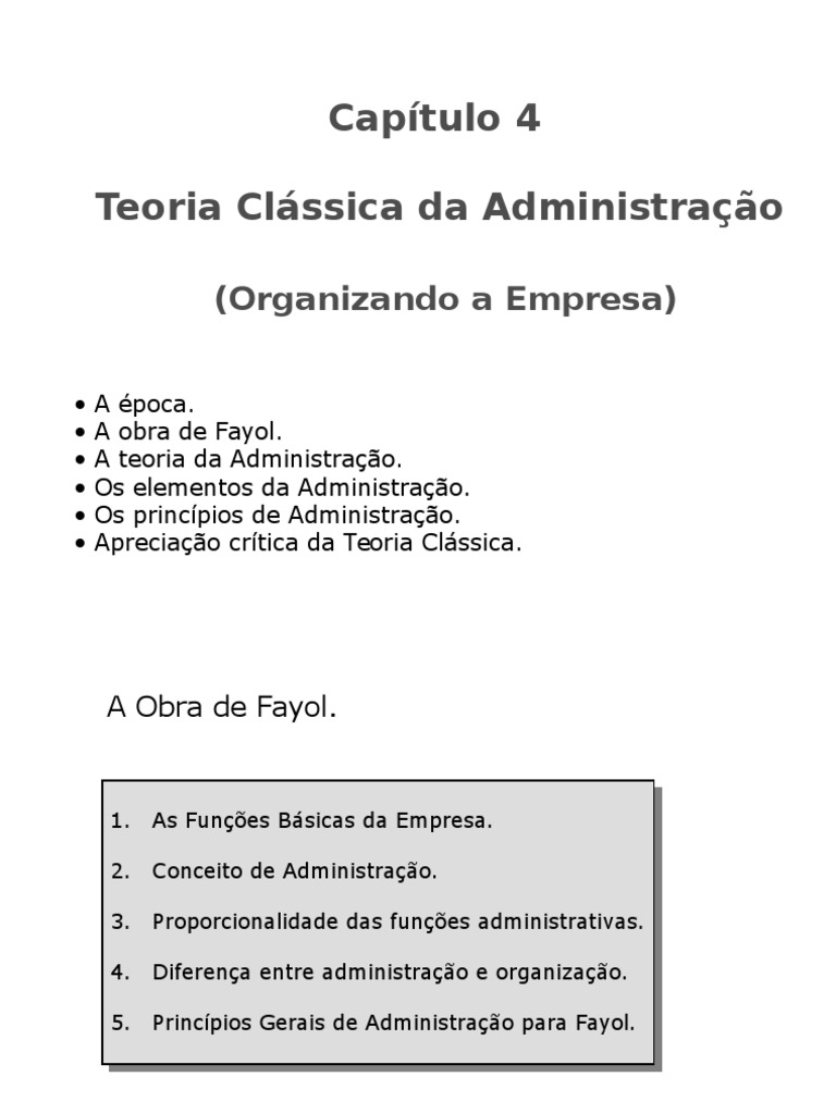Teoria Classica Da Administracao - Cap 4 | PDF | Business | Science