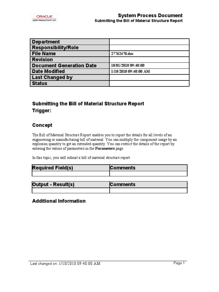Submit Bill of Material Report Guide | PDF | Document | Software