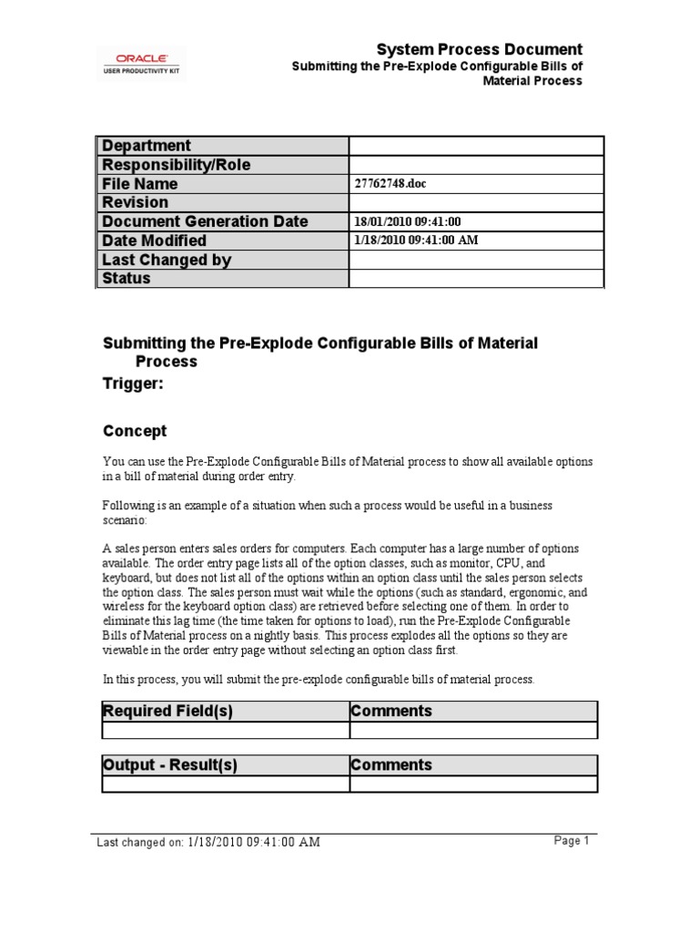 Submitting The Pre-Explode Configurable Bills of Material Process - SPD | PDF | Computer ...