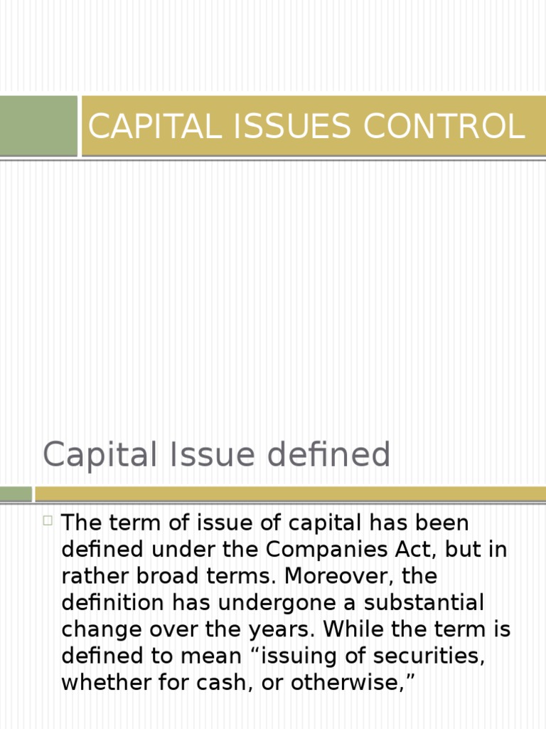 Capital Issue Control | PDF | Financial Capital | Stocks