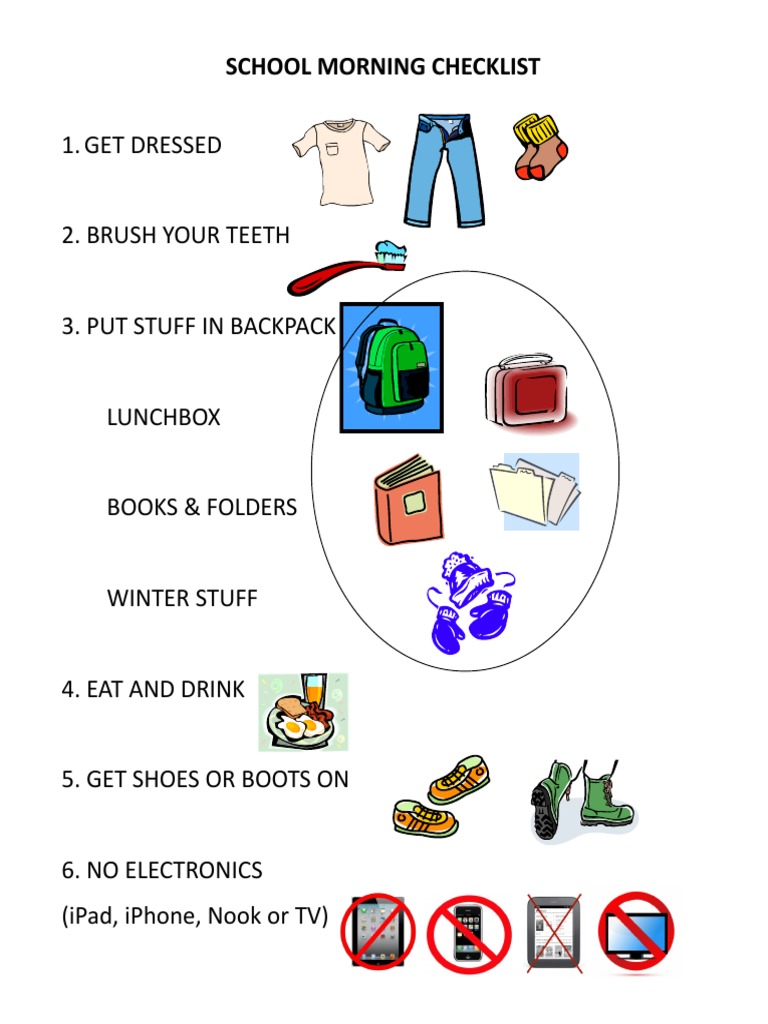 Morning Checklist For School Kids | PDF