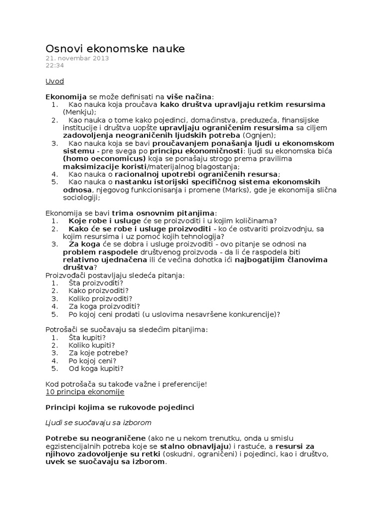 Osnovi Ekonomije | PDF