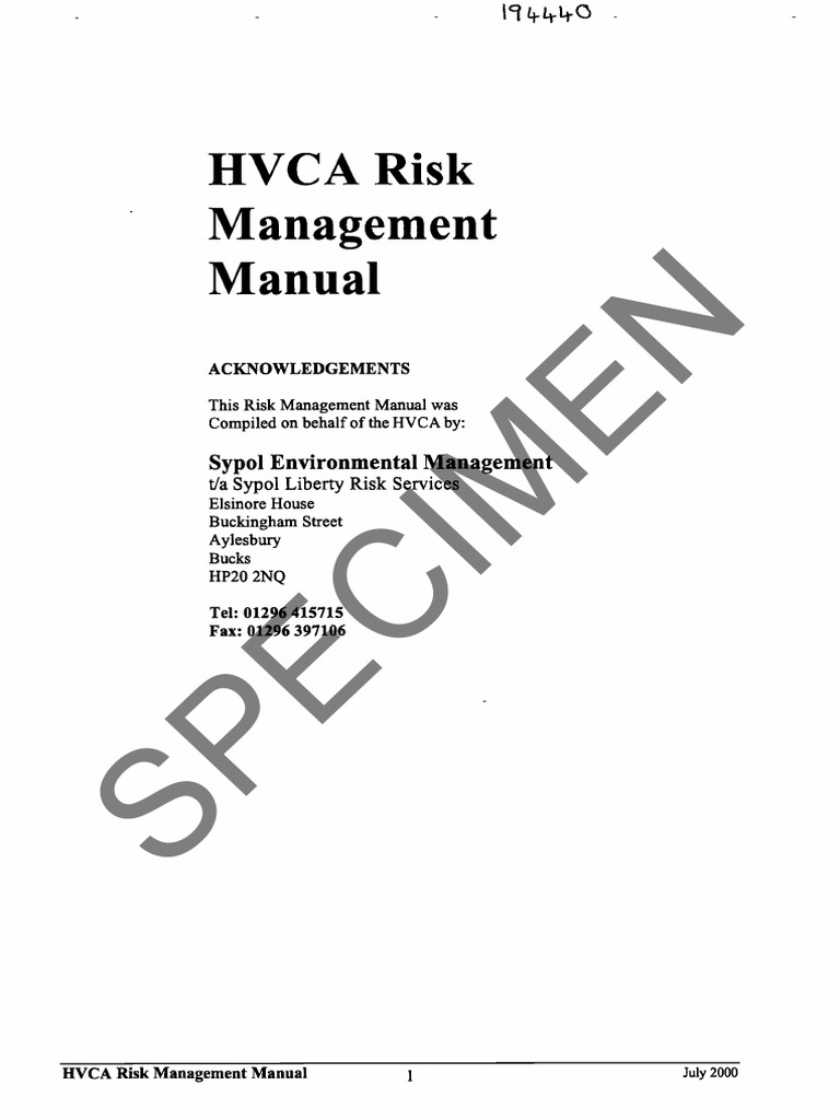 Risk Management Manual | PDF | Occupational Safety And Health | Prevention