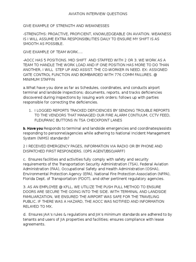 Aviation Interview Questions | PDF | Transportation Security ...
